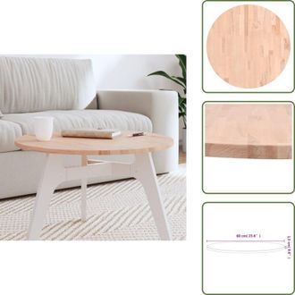 vidaXL The Living Store - vidaXL Tischplatte &Oslash;60x1,5 cm Rund Massivholz Buche