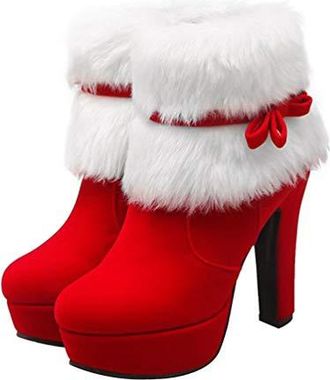 Holibanna Bottes de Noël pour Femmes Épais Plateforme Bottines Bottes de Neige dhiver