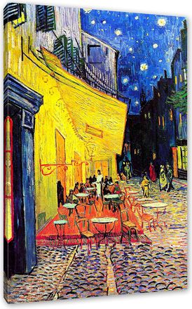 Pixxprint Vincent Van Gogh - Nachtcafé Nachts vor dem Café, Größe: 100x70cm, Leinwandbild, fertig gespannt, Wandbild, Dekoration, Kunstdruck, kein Poster