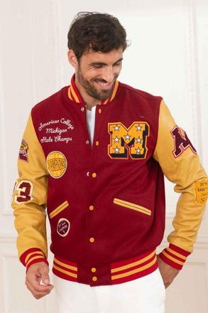 American College Blouson Ac-13 burgundy yellow