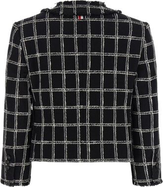 Thom Browne Windowpane Tweed Blazer - Black
