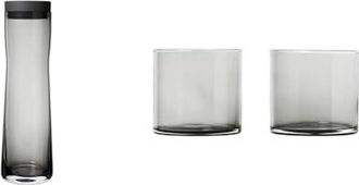 Blomus SPLASH- Wasserkaraffe aus Rauchglas, rauch/dunkelgrau & 63915 MERA Trinkgläser, Glas, 200 ml