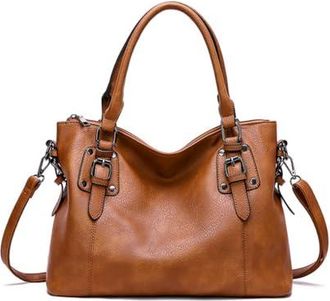 Generic Sac &agrave; main vintage en cuir synth&eacute;tique avec bandouli&egrave;re r&eacute;glable - Sac &agrave; main pour femme - Pour le travail, le shopping, les voyages, marron, 370*100*