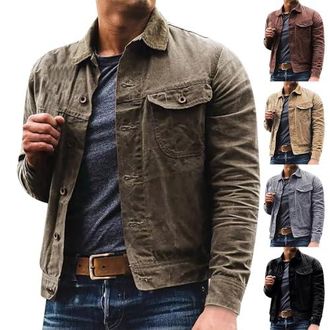 Generic Veste en jean courte pour homme - Style militaire r&eacute;tro des ann&eacute;es 60 et 70 - Chemise-veste - Surchemise en denim - Style vintage - Veste de camionneu