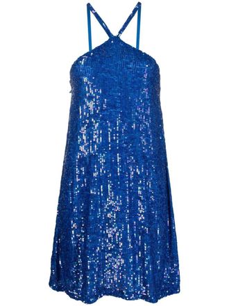 P.A.R.O.S.H. Neckholder-Kleid mit Pailletten - Blau