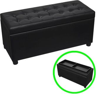 vidaXL Pouf de rangement Cuir synthétique Noir Vidaxl