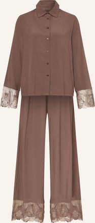 Schiesser Schlafanzug Modern Lace braun