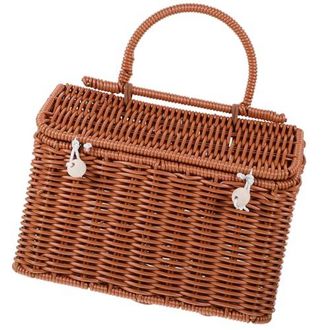 Garneck Bo&icirc;te Pr&eacute;sent en Osier Tress&eacute; &agrave; Main Panier Cabas Femme Couleur Marron Dimensions 24X14X18 CM Paquet Fourre-Tout Pratique pour Mariage Anniversaire et