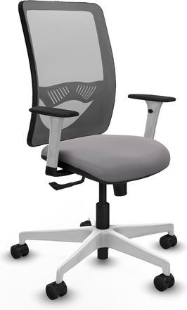 Piqueras y Crespo Grauer Schreibtisch Zulema mit wei&szlig;en und schwarzen Armlehnen, h&ouml;henverstellbare Lendenwirbelst&uuml;tze, ausgestattet mit Sincro 3 Positionen und Schneide