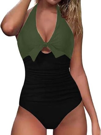 Generic Maillot De Bain Femme 1 Pieces Sexy col en V avec ajours et noeud Papillon d&eacute;coratif Romantique