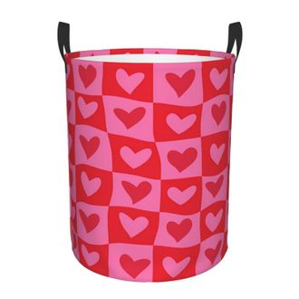 Generic Rote Und Rosa Herzen Korb W&auml;sche Rund W&auml;schek&ouml;rbe Mit Henkel W&auml;scheeimer F&uuml;r Schlafzimmer Badezimmer Kuscheltier