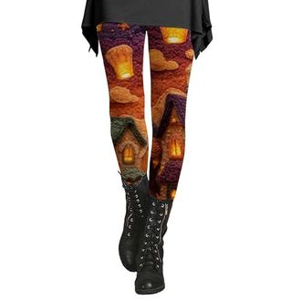 Generic Pull transparent pour femme et femme - Legging dhiver imprim&eacute; artistique - Pantalon souple et extensible - Jogging - Legging pour femme, jaune, M