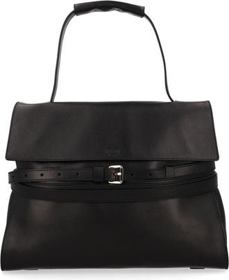 Moschino Womens Leather Shoulder Bag Tie Me Black