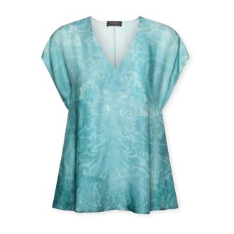 Elena Miro Viskosebluse mit Print - - Blouses & Shirts - Damen - Blau - 2XL