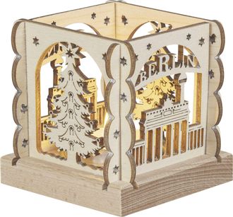 Rudolphs Schatzkiste Teelichthalter Laterne Berlin mit Teelicht Natur BxHxT 7x7x7cm NEU Teelichthalter Teelichtständer