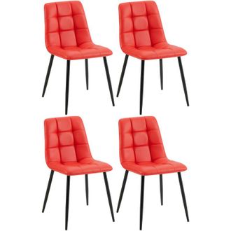 Clp 4er Set Esszimmerstuhl Antibes Kunstleder rot