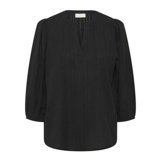 Kaffe Blouse Noire Profonde avec Manches &frac34; - Femme - Blouses et Chemises - Noir - Taille: 42 FR