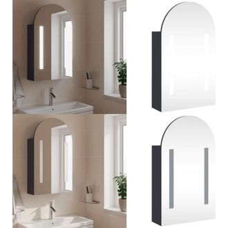 vidaXL Vidaxl - Armoire de bain à miroir avec led arquée gris 42x13x70 cm - Armoire Salle De Bain - Meuble Lavabo - Miroir Led - Luminaire Salle De Bain