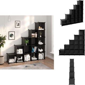 vidaXL Vidaxl - Cubes de rangement 15 pcs Noir pp - Cube De Rangement - Étagères Murales - Rangement Intérieur - Meuble Rangement - Système Dorganisation