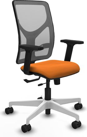 Piqueras y Crespo B&uuml;rostuhl mit Rollen mit 2D-Armen, h&ouml;henverstellbare Lendenwirbelst&uuml;tze, ausgestattet mit Syncro/Translack und Schneideschaum, Grau/Orange