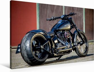 Calvendo Premium Textil-Leinwand 90 x 60 cm Querformat Premium Textil-Leinwand 90 cm x 60 cm quer Harley-Davidson Softail Slim S 300 Fat Ass Kit | Wandbild, HD