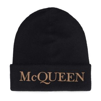 Alexander McQueen Embroidered Logo Beanie - - Accessories - Herren - Schwarzk - ONE SIZE