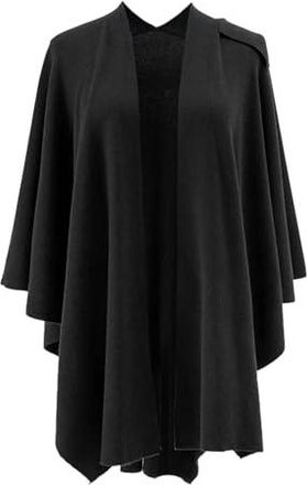 Generic Grand pull tricot&eacute; sur le devant pour femme - Automne et hiver - &Eacute;l&eacute;gant ch&acirc;le - Cape de concert - &Eacute;charpe en peluche, Noir, taille unique