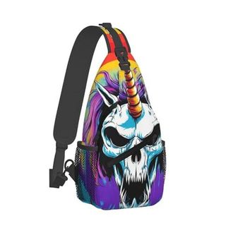 Generic Casual Sacoche Homme Bandouliere Cheval Rainbow dHalloween Mers Zombie Sac Bandouli&egrave;re Antivol Cross Body pour Homme Cyclisme &eacute;cole