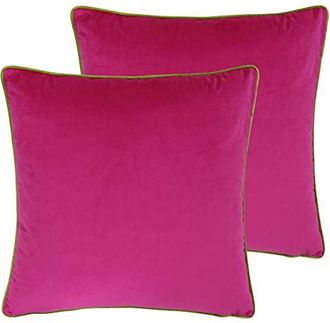 Riva Paoletti Meridian Twin Pack-Feder gefüllte Kissen, Polyester, Heißrosa/Kalk, 55 x 55cm, 2