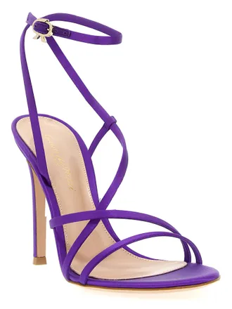 Gianvito Rossi Womens Orchid Heel Sandal Purple Cr&ecirc;pe Satin