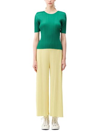 Issey Miyake Pleated Polyester Sweater - Green