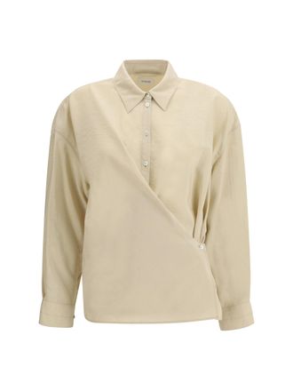 Christophe Lemaire Womens Shirt Draped Oat Milk Silk