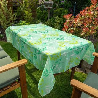 Laro Gartentischdecke Wetterfest rutschfest Eckig, Muster:Blätter Grün, Größe:110x140 Premium