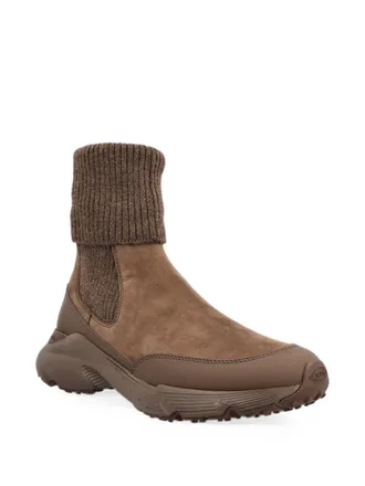 Tod's Suede and Knit Chelsea Boot - Brown