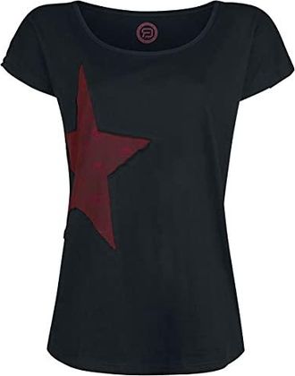 RED by EMP Femme T-Shirt Basique Noir avec imprimé étoile 4XL
