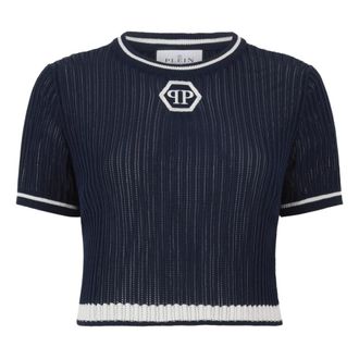 Philipp Plein Pure Fit T-Shirt Hexagon - - Knitwear - Damen - Blau - L
