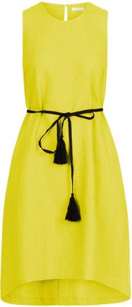 Mint & Mia Damen Leinen Midikleid Aus Hochwertigem Material Mit Klassisch Stil Casual Dress, Lime, 36 EU
