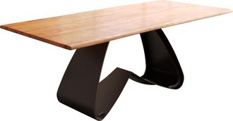 DELIFE Esszimmertisch Edge Akazie Natur 200x100 W-Gestell Metall Schwarz Live-Edge