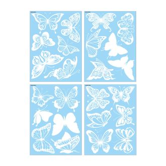 Dioche Antibird 4 B&ouml;gen Antikollisions-Fensteraufkleber - Reflektierende Aufkleber mit Schmetterlingsmotiv f&uuml;r Vogelschl&auml;ge - Einfach Anzubringende, Entfernb