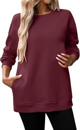 Generic Sweat à capuche noir uni pour femme sans cordes - Sweat-shirt sans capuche pour femme - Sweat à capuche uni pour lhiver - Vestes surdimensionnées avec