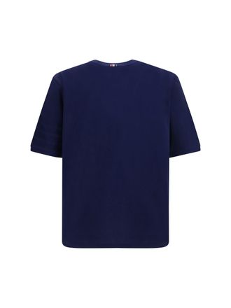 Thom Browne Jersey with Ribbed Cuffs T-Shirt - Navy