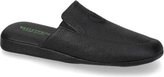 Valleverde 21811 Chaussons Tapis de lit Homme Cuir Lisse Noir Semelle Caoutchouc, Noir, 42 EU
