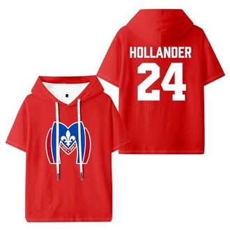 Generic HeatRivalry Merch Shane Hollander T-shirt &agrave; capuche pour femmes et hommes T-shirt &agrave; manches courtes d&eacute;contract&eacute; Streetwear Tops, Rouge, 4XL