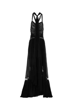 Blumarine Womens Black Georgette Long Dress Abiti
