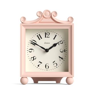 Jones Clocks Parlour Kaminsims Uhr | Klassische Kutschenuhr | Rosa | Elegantes quadratisches dekoratives Gehäuse, perfekt für Kaminsims, Regal, Tisch oder Nachttis