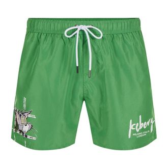 Iceberg Gr&uuml;ne Badehose mit Tom-Print und verstellbarem Kordelzug - - Swimwear - Herren - Gr&uuml;n - S