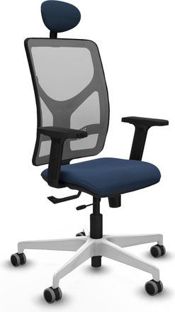 Piqueras y Crespo Arbeitsstuhl mit Rollen, 2D-Arme, h&ouml;henverstellbare Lendenwirbelst&uuml;tze und festes Kopfteil, ausgestattet mit Syncro/Traslack und Schneideschaum, Grau/