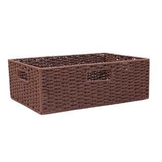 Cabilock Rattankorb Rattan W&auml;schekorb Aufbewahrungskorb Regalkorb Geflochtener Korb Obstkorb Rechteckiger Weidenkorb Serviertablett Ordnungsbox Wicker Basket f