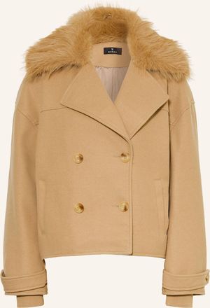 Monari Monari Cabanjacke Mit Abnehmbarem Kunstfell-Kragen beige