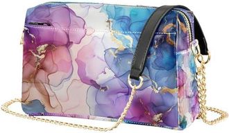 Mnsruu Sacs à bandoulière pour femme, sac à main en cuir texturé violet et bleu